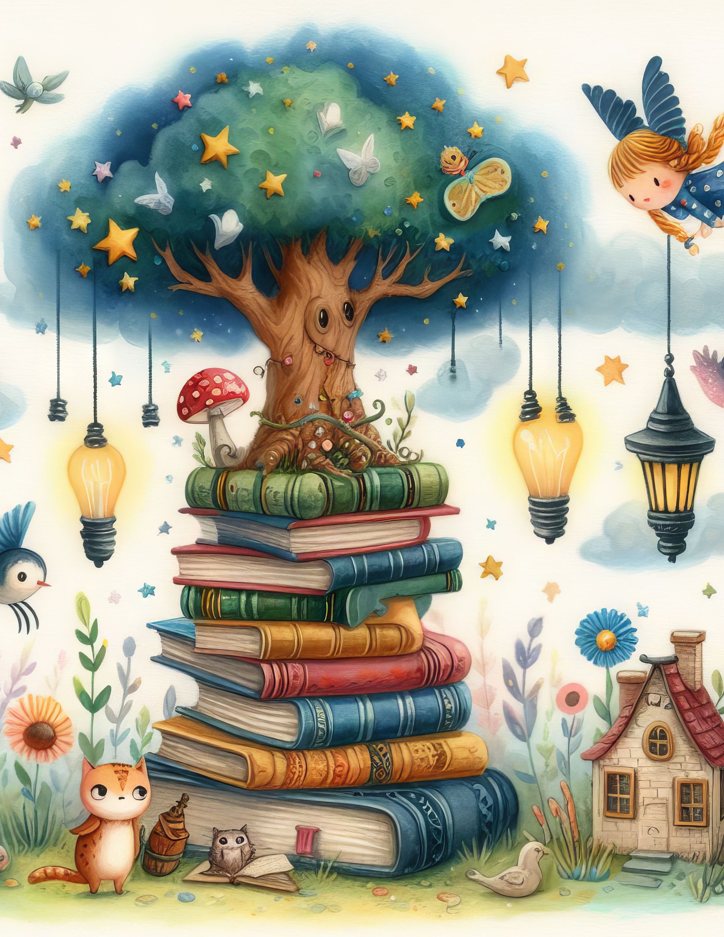 Imaginative Reading Clip Art Bundle 10 High Res Watercolor Jpgs for ...