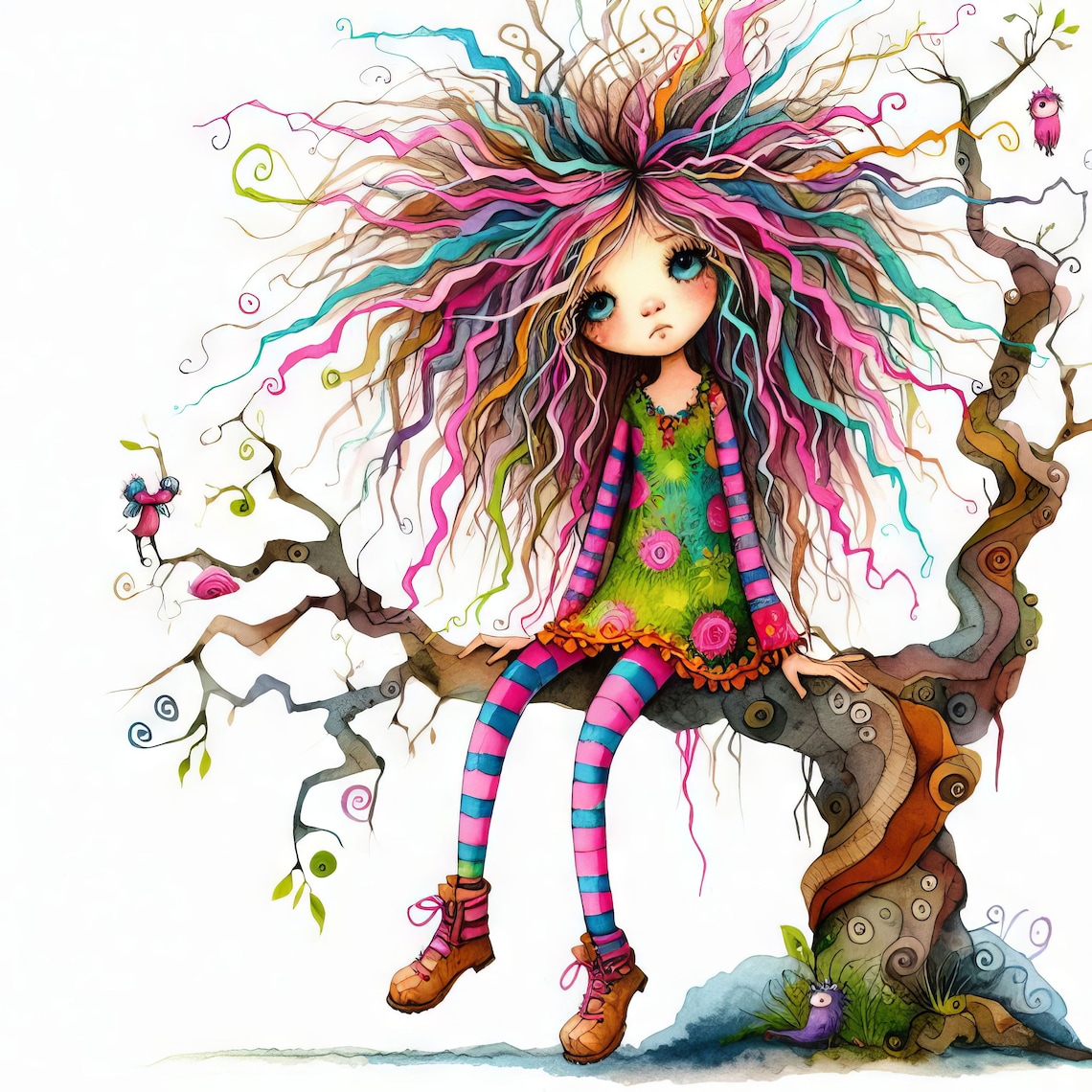 Quirky Tree Clip Art 10 High Res Watercolor Jpgs for Junk Journaling ...