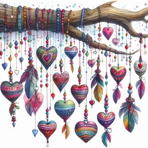 Hanging Boho Hearts: Clip Art 10 High Res Watercolor Jpgs Junk ...
