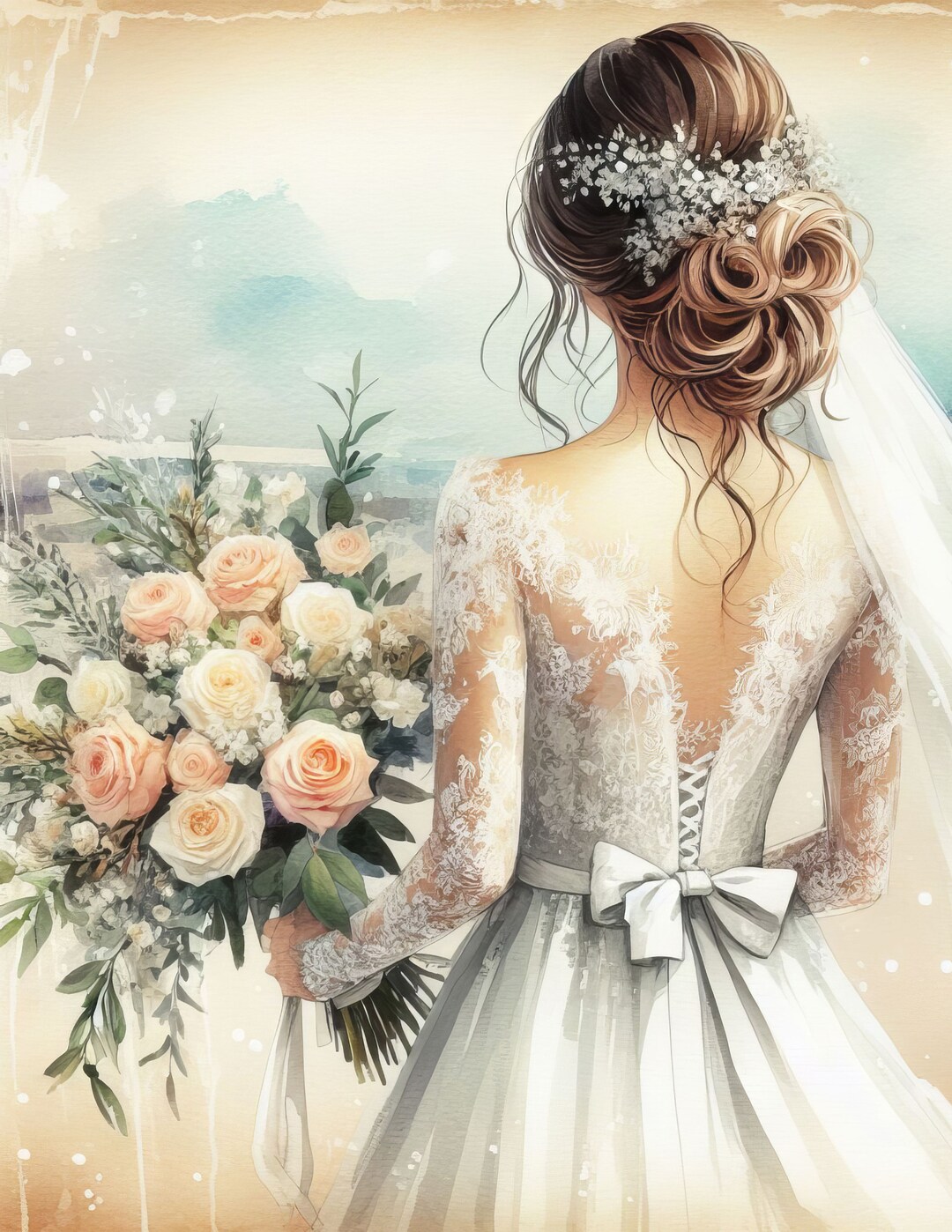 Beautiful Bride Clipart Bundle 10 High Res Watercolor Jpgs for Junk ...