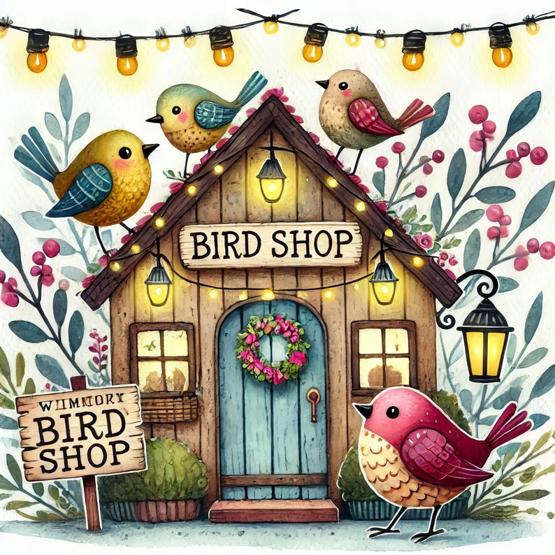 Bird Shop 10 High Res Watercolor Jpgs Junk Journaling, Scrapbooking ...