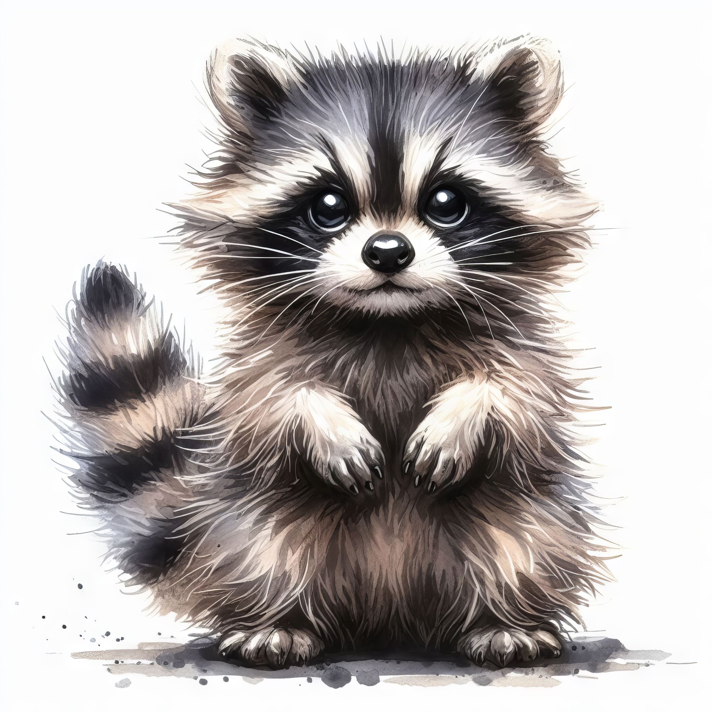 Cute Raccoon Clip Art 10 High Res Watercolor Jpgs for Junk Journaling ...