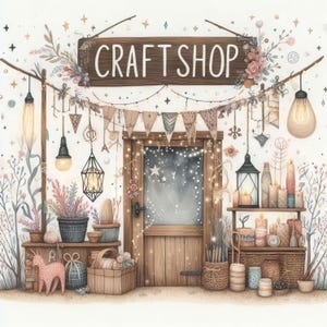 Craft Shop Clip Art 10 High Res Watercolor Jpgs Junk Journaling ...