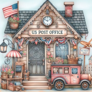 Whimsical US Post Office Clip Art 10 High Res Watercolor Jpgs Junk ...
