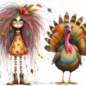 Quirky Turkey Clip Art 10 High Res Watercolor Jpgs Junk Journaling ...