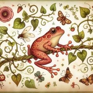 Whimsical Frog Clip Art 10 High Res Watercolor Jpgs for Junk Journaling ...