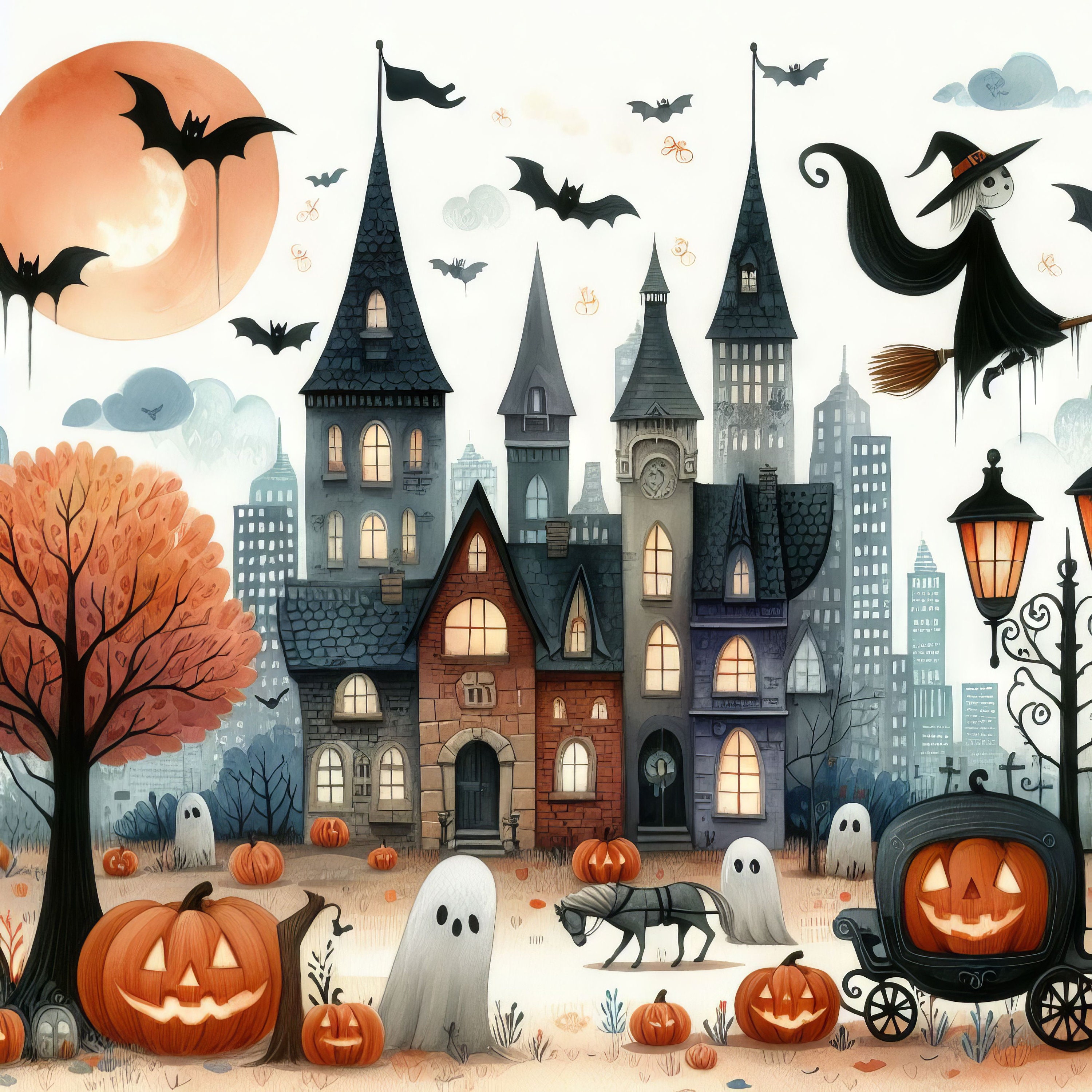 Whimsical Halloween: Clip Art, 10 High Res Watercolor Jpgs, Junk ...
