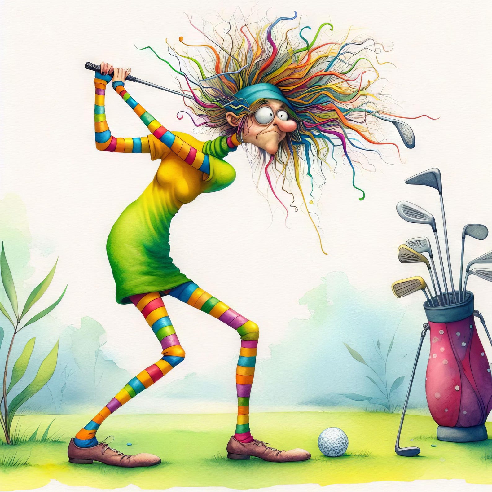 Quirky Golf 10 High Res Watercolor Jpgs for Junk Journaling ...