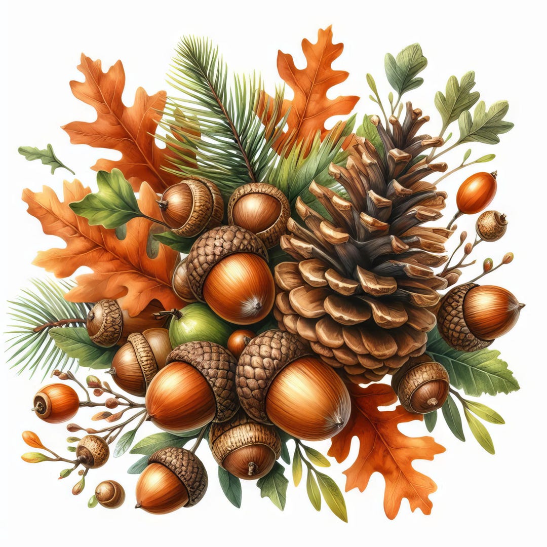 Fall Cluster Clipart 10 High Res Watercolor Jpgs for Junk Journaling ...