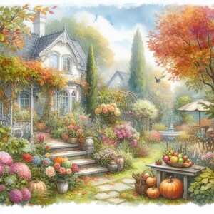 Shabby Chic Fall Garden Clip Art Kit 10 High Res Watercolor Jpgs for ...
