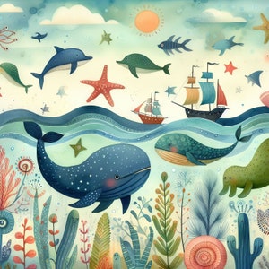 Whimsical Ocean Life Clip Art Bundle 10 High Res Watercolor Jpgs for ...