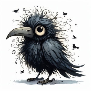 Frazzled Crow Clip Art 10 High Res Watercolor Jpgs for Junk Journaling ...