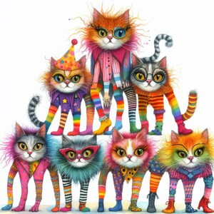Quirky Cat Pyramid: Clip Art 10 High Res Watercolor Jpgs Junk ...