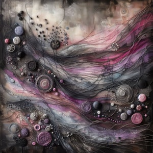 Boho Purple Fabric Collage Clip Art 10 High Res Watercolor Jpgs for ...