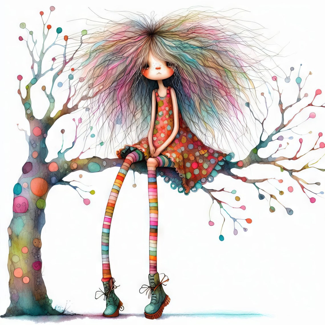 Quirky Tree Clip Art 10 High Res Watercolor Jpgs for Junk Journaling ...