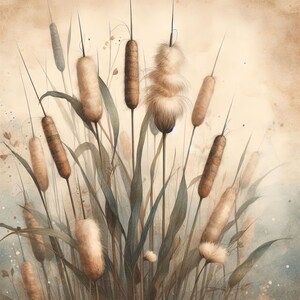 Cattails Paper 10 High Res Watercolor Jpgs for Junk Journaling ...
