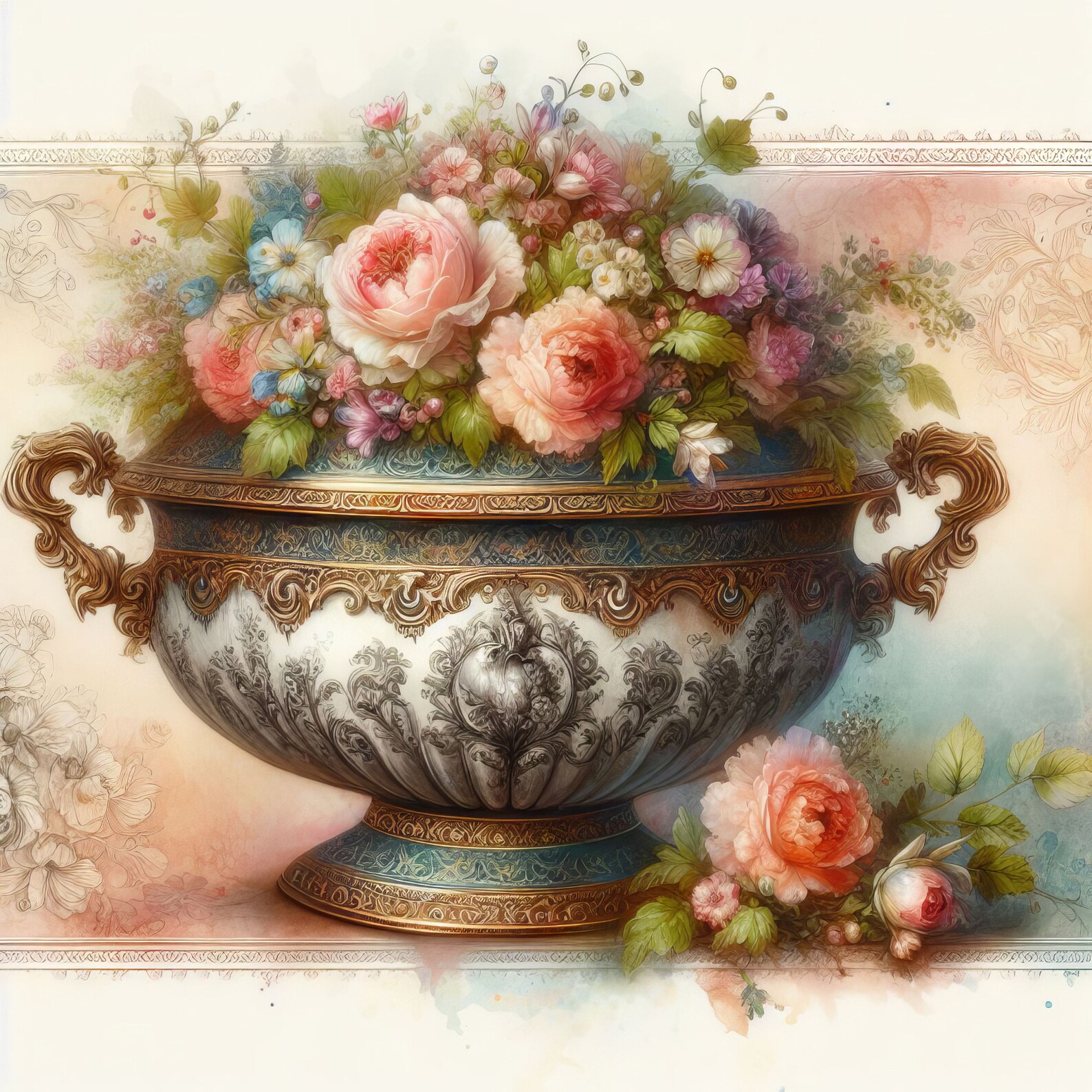 Victorian Tureen: Clip Art, 10 High Res Watercolor Jpgs, Junk ...