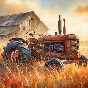 Rusty Old Tractor 10 High Res Watercolor Jpgs for Junk Journaling ...