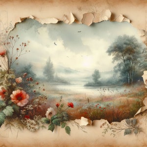 Torn Paper Frame: Clip Art Bundle 10 High Res Watercolor Jpgs for Junk ...