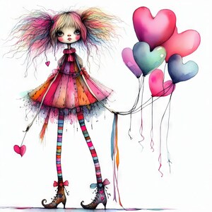 Quirky Heart Balloons: Clip Art 10 High Res Watercolor Jpgs Junk ...