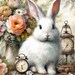 Vintage White Rabbit Bundle 10 High Res Watercolor Jpgs for Junk ...