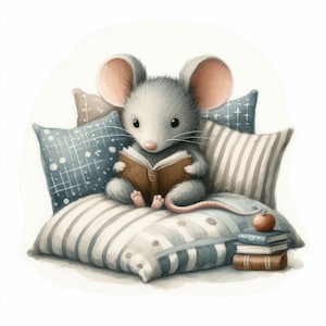 Bedtime Mouse Clip Art Kit 10 High Res Watercolor Jpgs for Junk ...