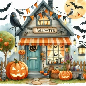 Halloween Shop Clip Art 10 High Res Watercolor Jpgs Junk Journaling ...