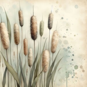 Cattails Paper 10 High Res Watercolor Jpgs for Junk Journaling ...