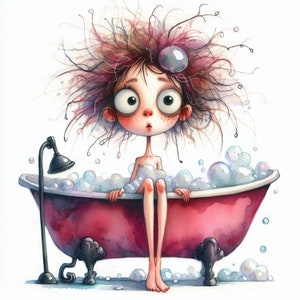 Quirky Bubble Bath Clip Art 10 High Res Watercolor Jpgs Junk Journaling ...