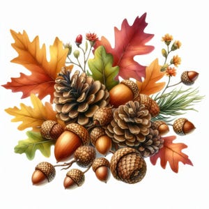 Fall Cluster Clipart 10 High Res Watercolor Jpgs for Junk Journaling ...