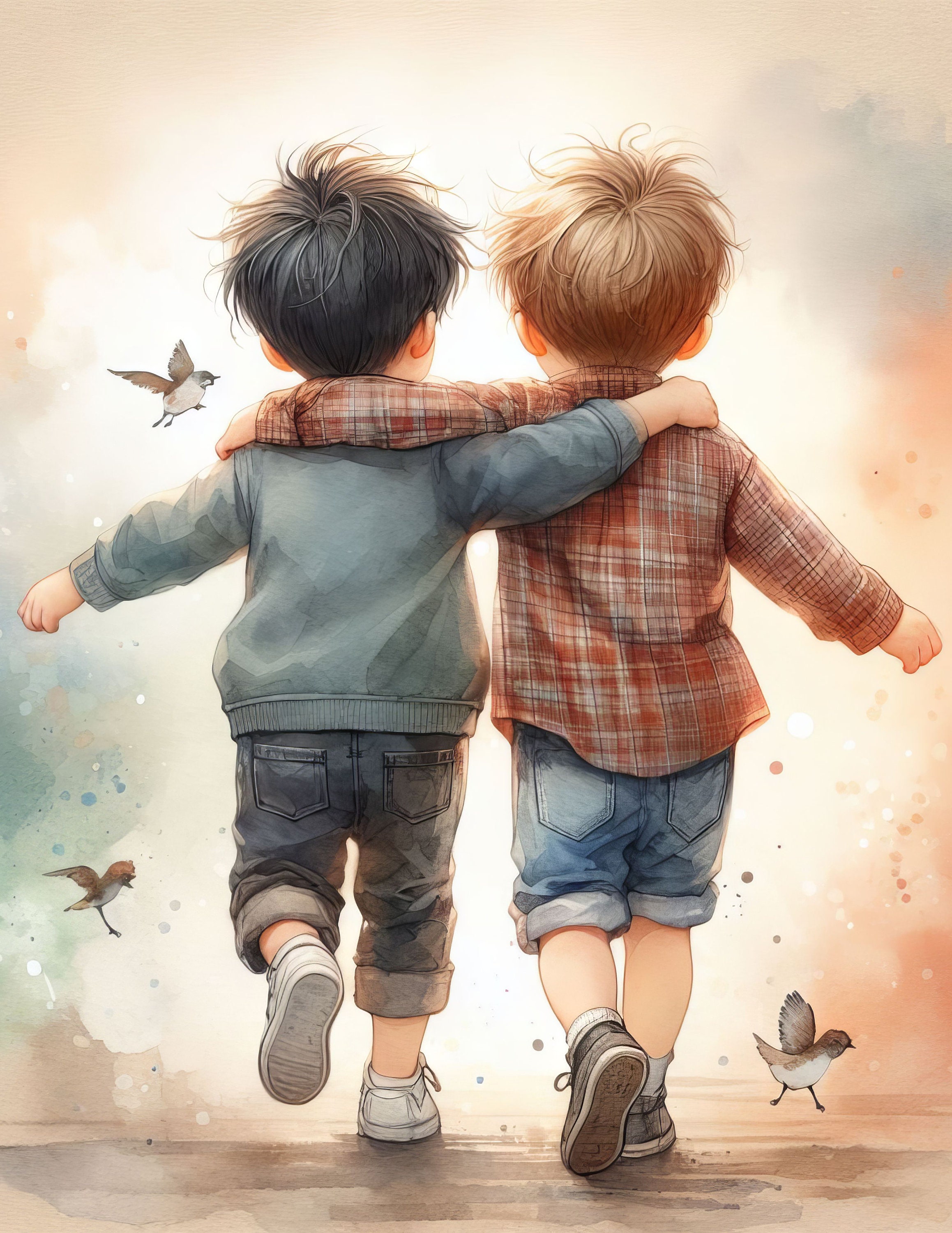 Best Friends Little Boys Clip Art Kit 10 High Res Watercolor Jpgs for ... Best Friends Little Boys Clip Art Kit 10 High Res Watercolor Jpgs for ...