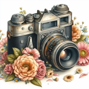 Vintage Camera Clip Art Bundle 10 High Res Watercolor Jpgs for Junk ...