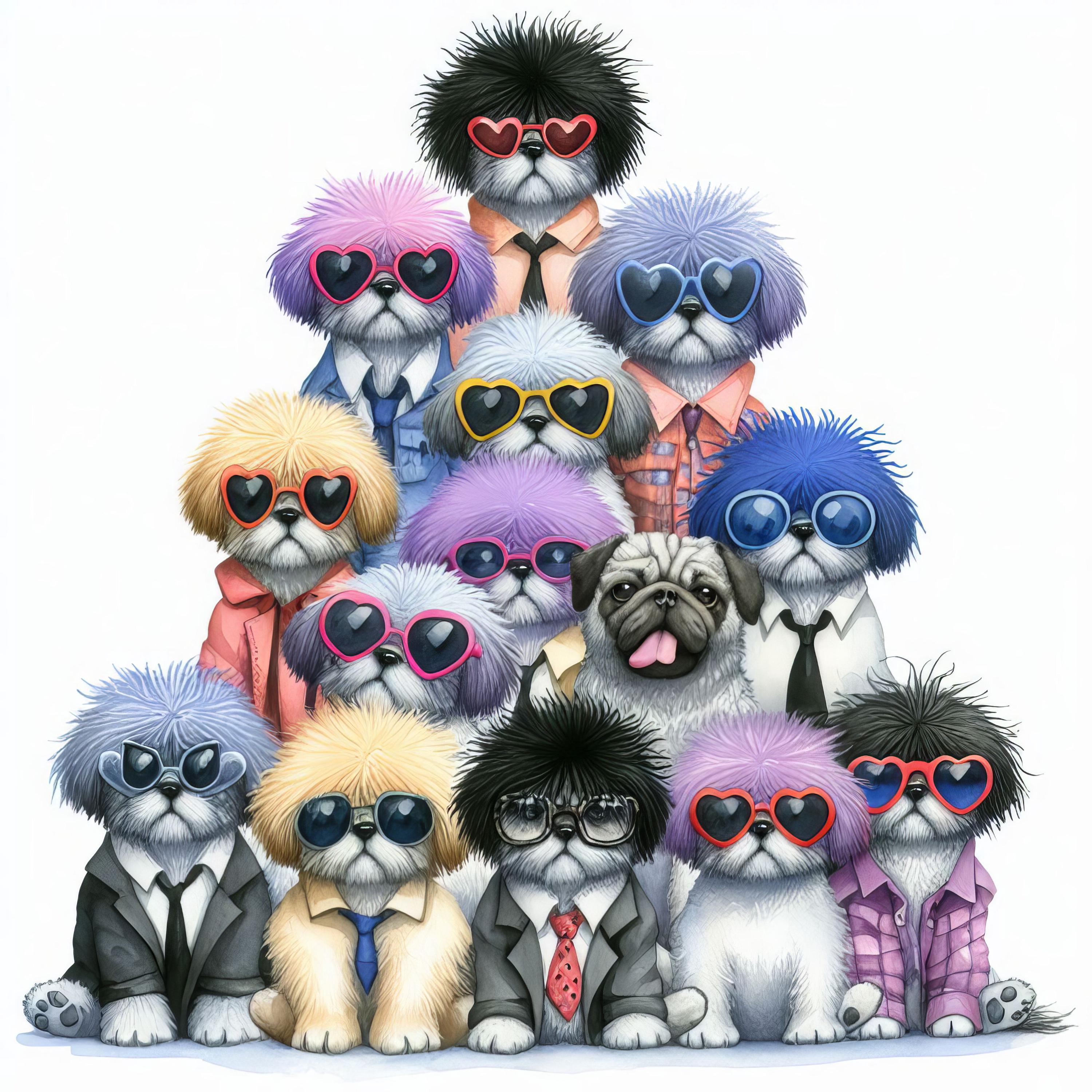 Quirky Dog Pyramid Clip Art 10 High Res Watercolor Jpgs for Junk ...