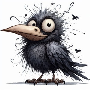 Frazzled Crow Clip Art 10 High Res Watercolor Jpgs for Junk Journaling ...
