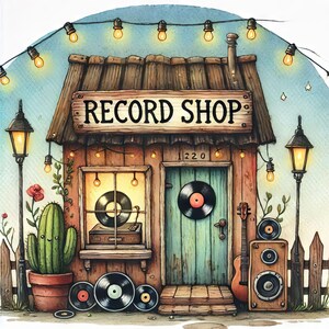 Record Shop: 10 High Res Watercolor Jpgs Junk Journaling, Scrapbooking ...