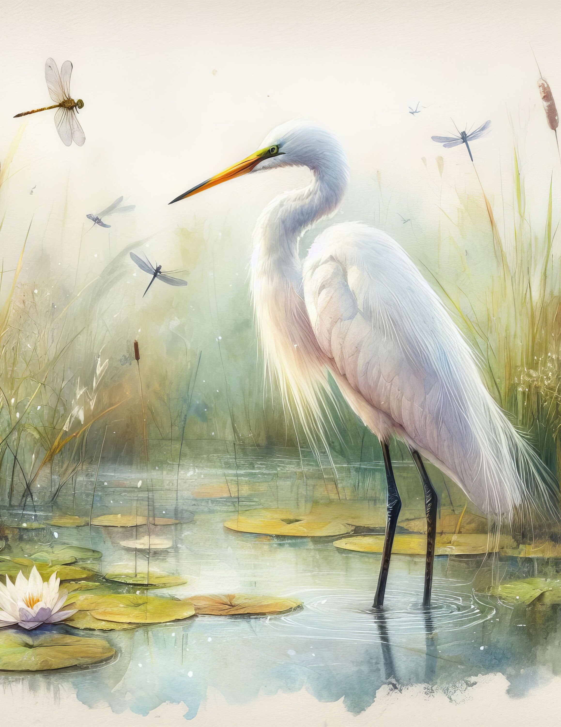 White Egret Clipart Bundle 10 High Res Watercolor Jpgs for Junk ...