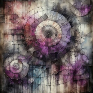 Boho Purple Fabric Collage: Clip Art, 10 High Res Watercolor Jpgs, Junk ...