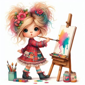 Whimsical Little Artist: Clip Art, 10 High Res Watercolor Jpgs, Junk ...
