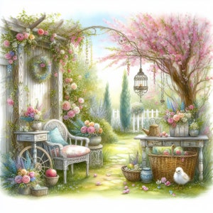 Shabby Chic Spring Garden Clip Art Kit 10 High Res Watercolor Jpgs for ...
