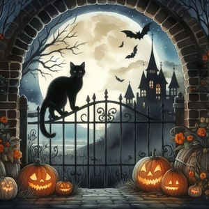 Halloween Black Cat: Clip Art, 10 High Res Watercolor Jpgs, Junk ...