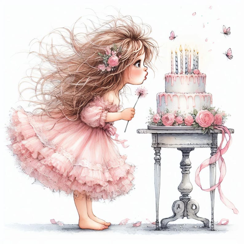 Pink Birthday Wishes: Clip Art 10 High Res Watercolor Jpegs Junk ...