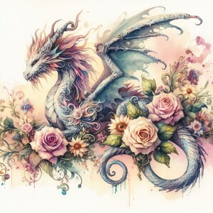 Fantasy Dragon Clip Art 10 High Res Watercolor Jpgs for Junk Journaling ...