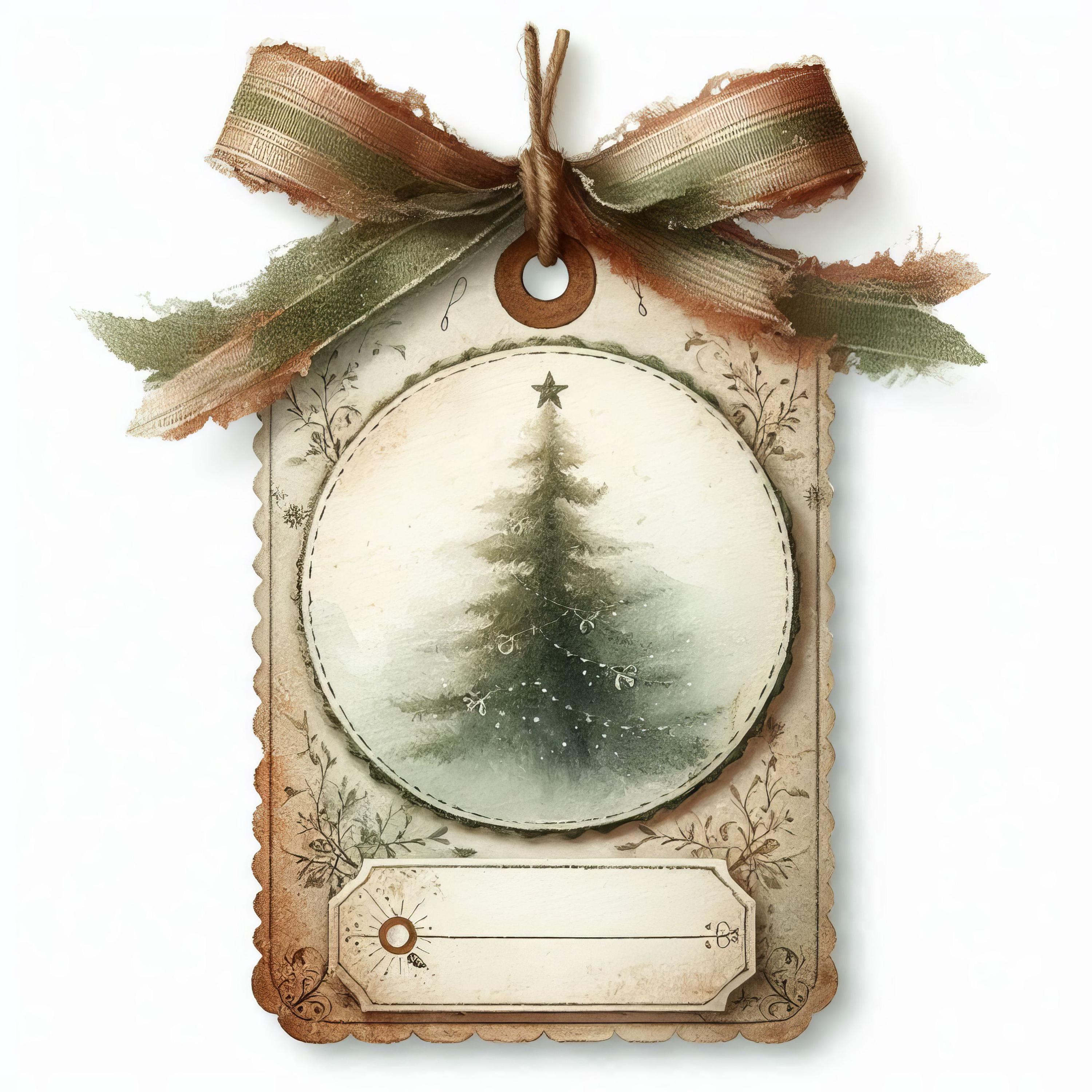 Rustic Christmas Tags: 10 High Res Watercolor Jpgs, Junk Journaling ...