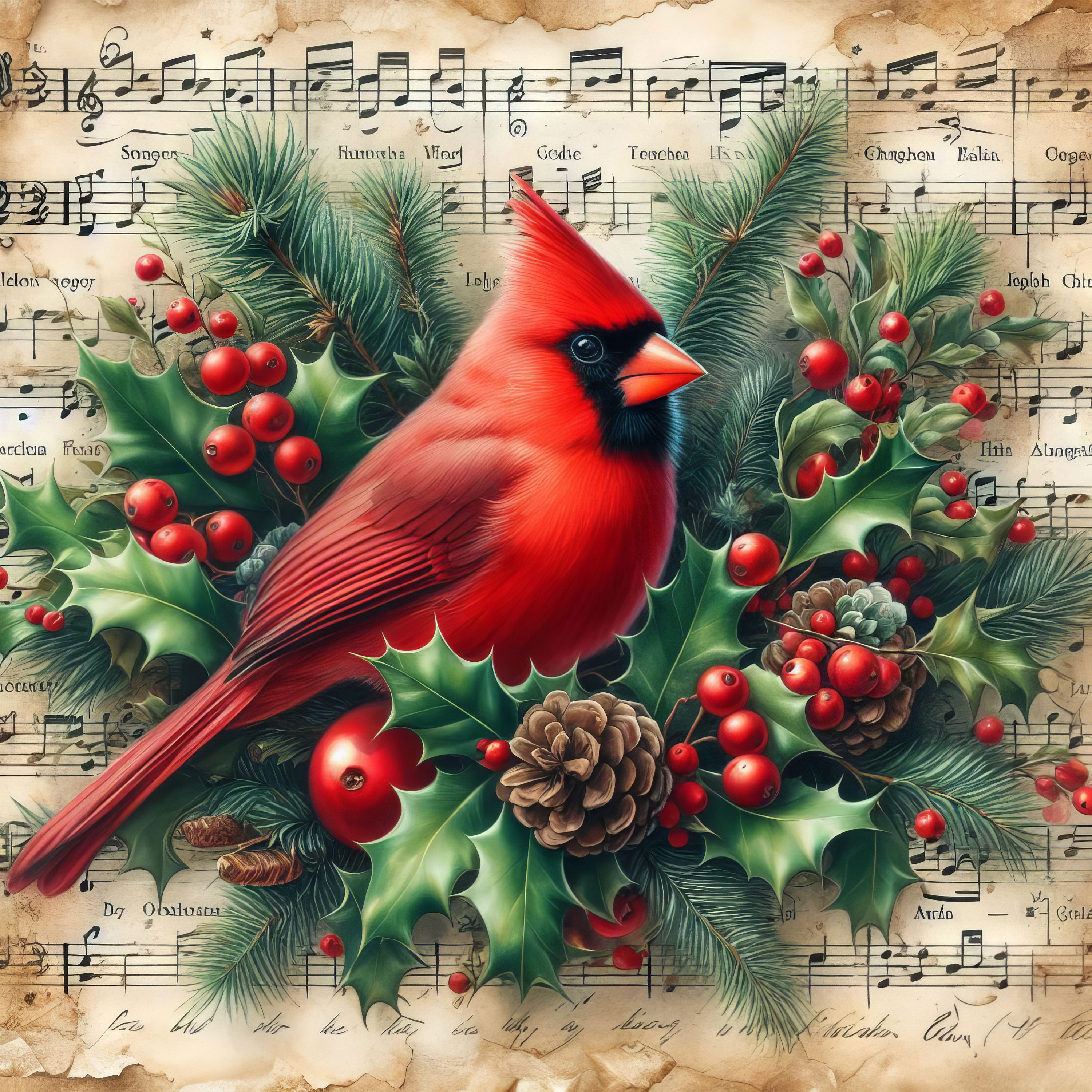Holly and Cardinal Clip Art 10 High Res Watercolor Jpgs Junk Journaling ...