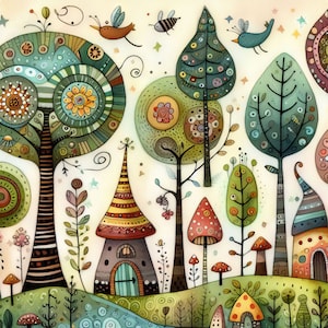 Whimsical Trees Clip Art Bundle 10 High Res Watercolor Jpgs Junk ...