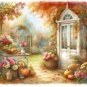 Shabby Chic Fall Garden Clip Art Kit 10 High Res Watercolor Jpgs for ...