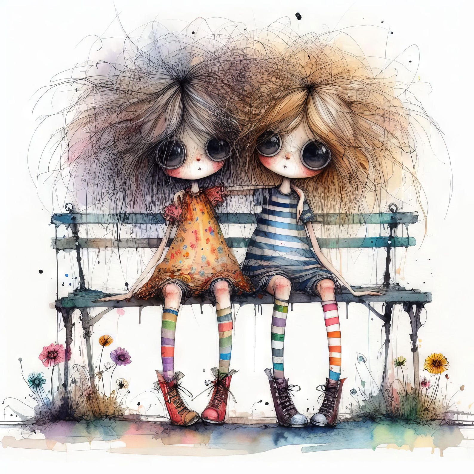 Quirky Friends Clip Art 10 High Res Watercolor Jpgs Junk Journaling ...
