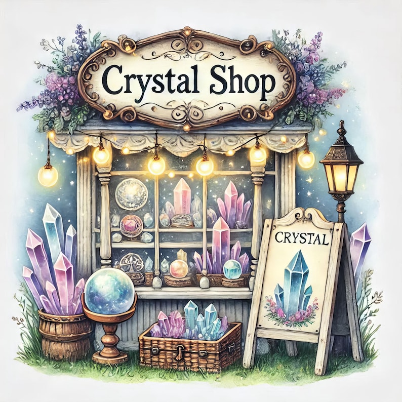Crystal Shop: 10 High Res Watercolor Jpgs, Junk Journaling ...