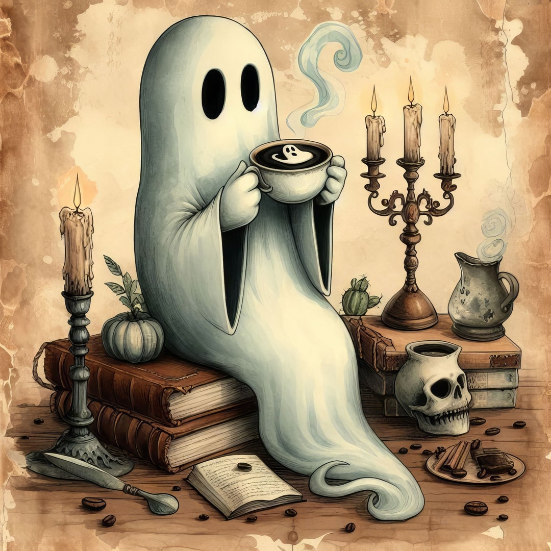 Ghost and Coffee: Clip Art Bundle 10 High Res Watercolor Jpgs Junk ...