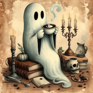 Ghost and Coffee: Clip Art Bundle 10 High Res Watercolor Jpgs Junk ...